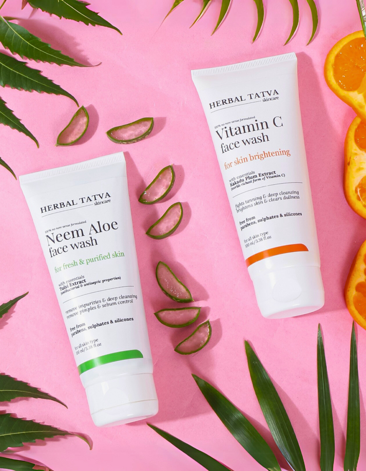 Herbal Tatva Face Wash Kit | Vitamin C Face Wash & Neem Aloe Face Wash